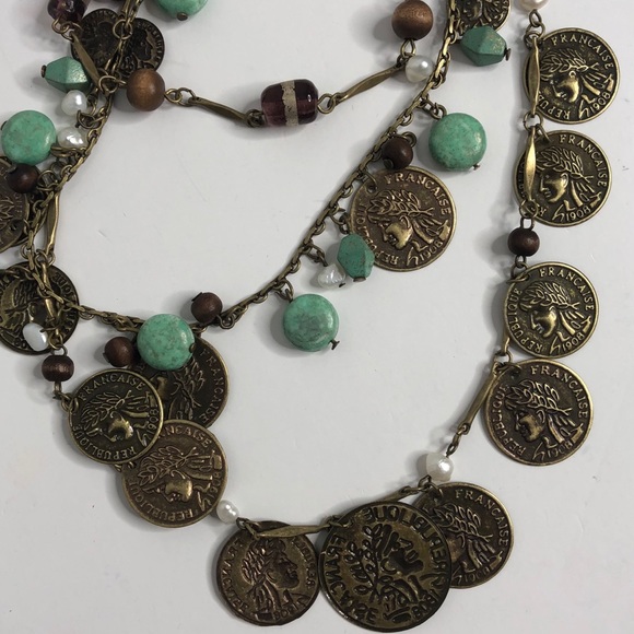 VCLM | Jewelry | Vclm Three Strand Antique Faux Coin Necklace | Poshmark